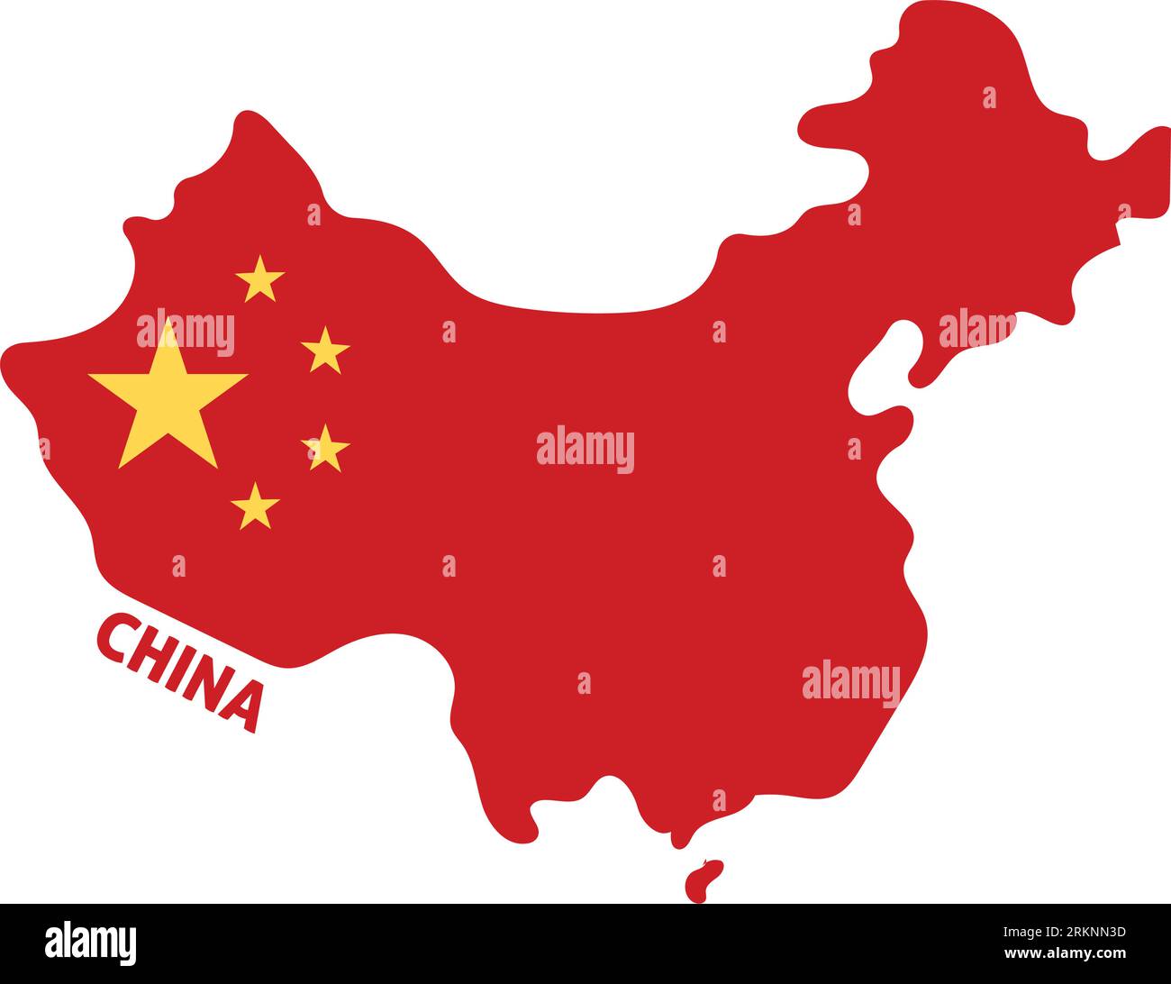 Isolated colored map of China with its flag Vector Stock Vector Image ...