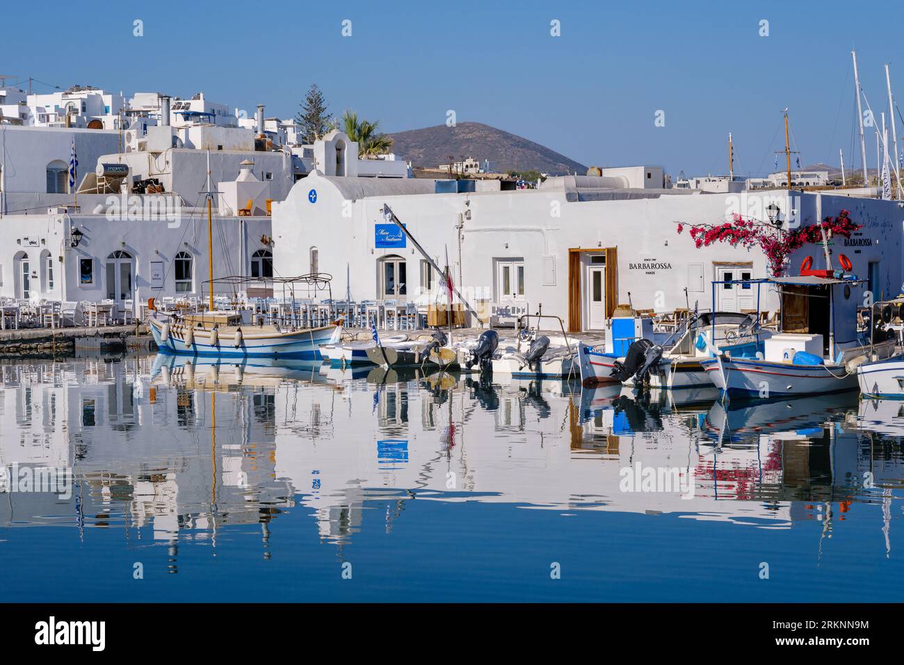 Naousa, GR - 2 August 2023: Harbor of fishing village Naousa, in the ...