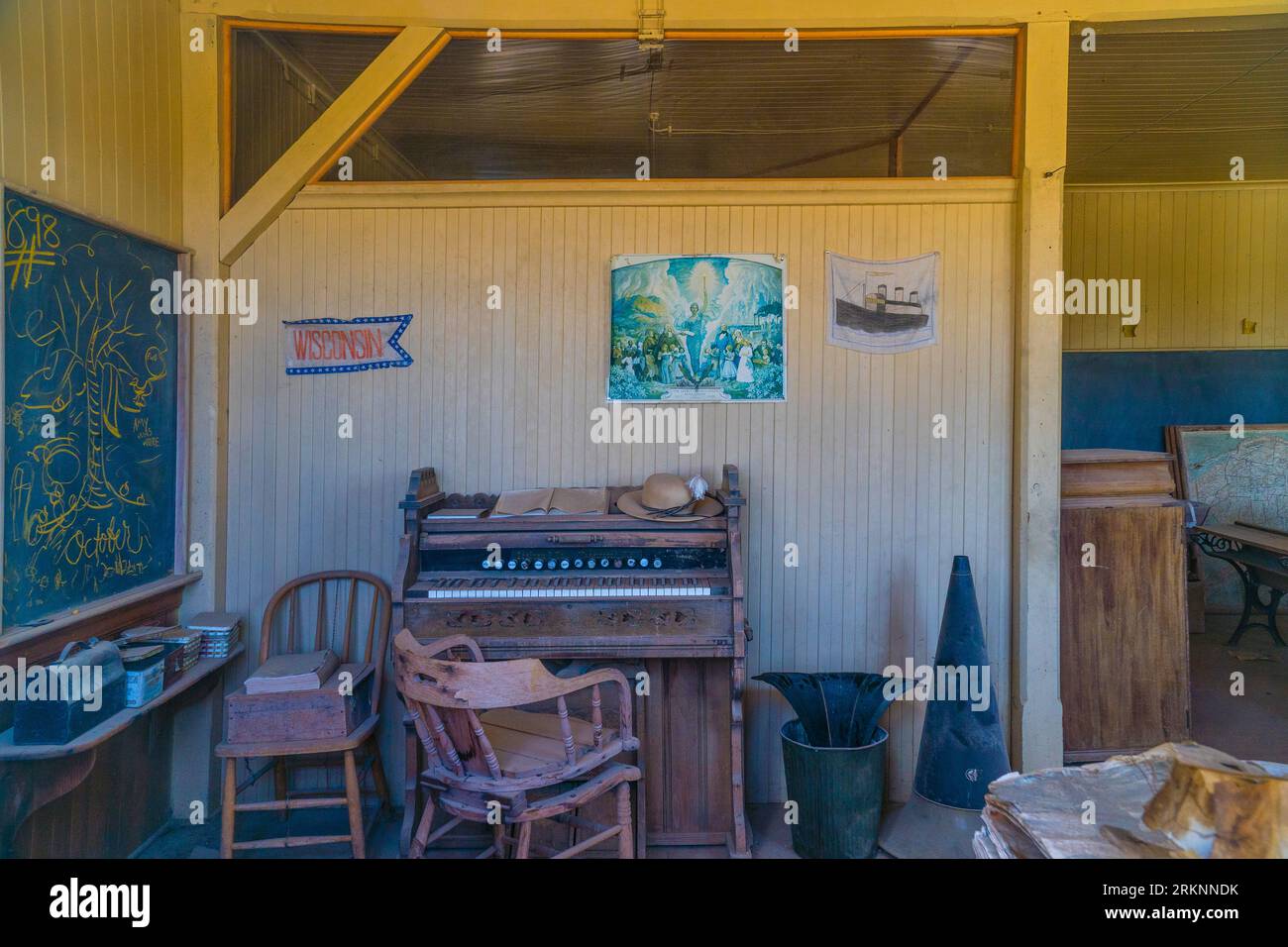 Interior of the school house in the Bodie ghost town in California ...