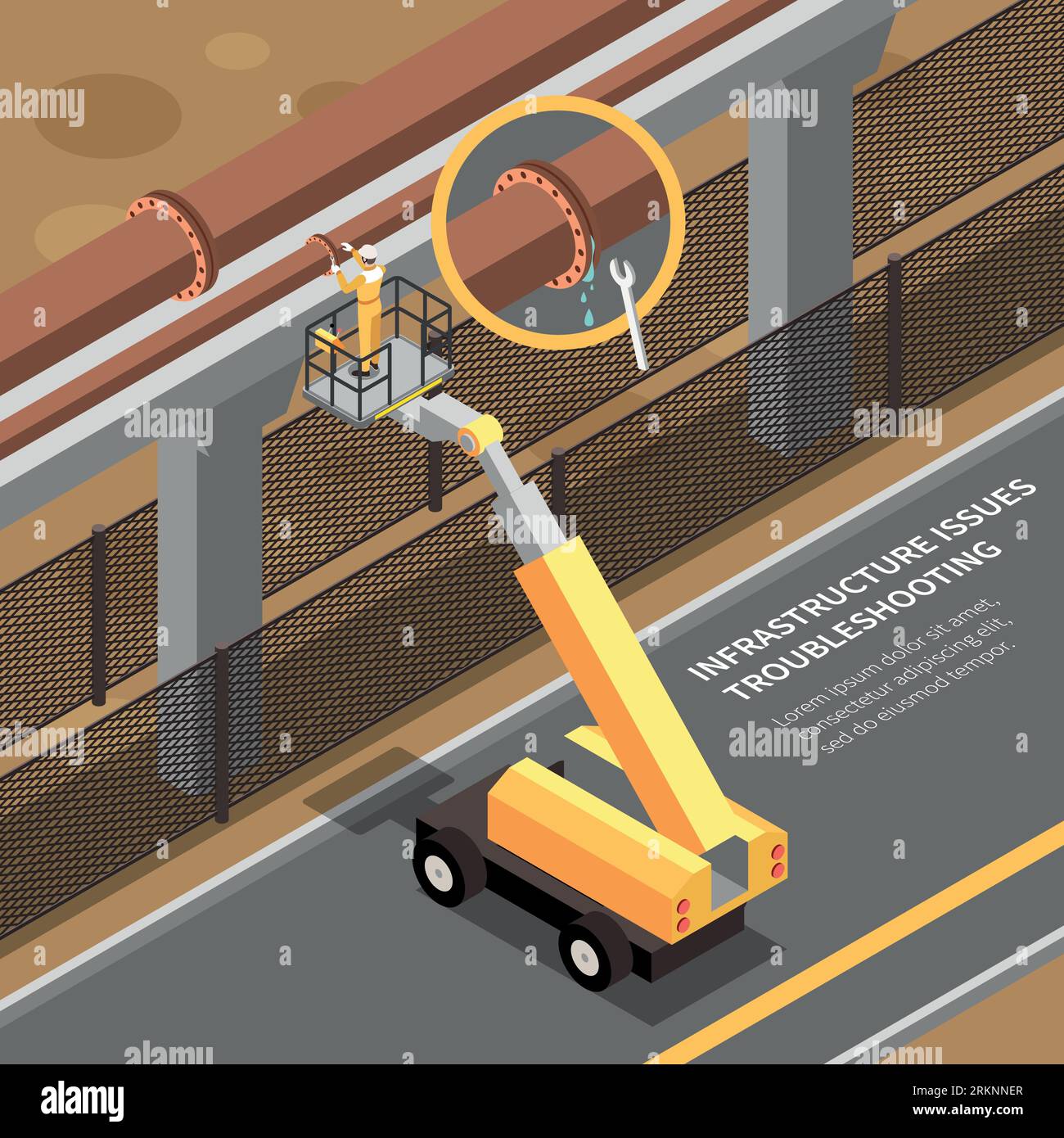 Infrastructure issues troubleshooting isometric composition with people ...