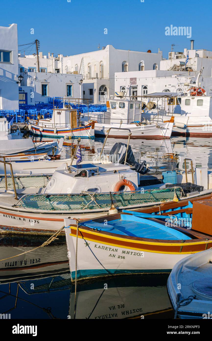 Naousa, GR - 2 August 2023: Harbor of fishing village Naousa, in the ...