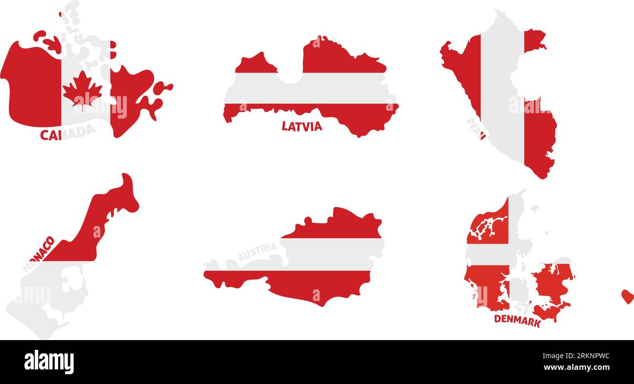 Set of colored country maps with its flags Vector Stock Vector Image ...