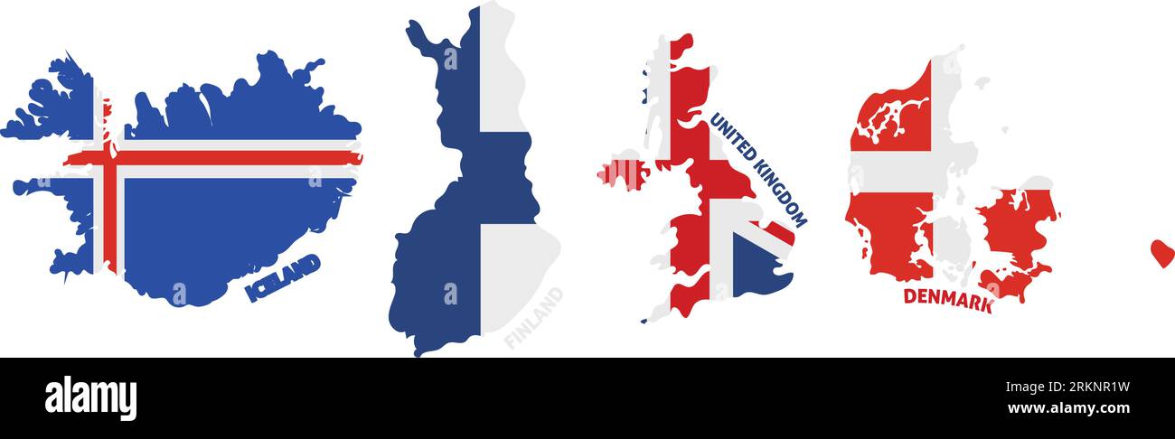 Uk map with national flags Stock Vector Images - Alamy