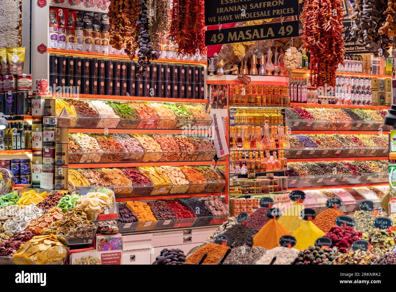 A picture of dried fruits sold in the Egyptian or Spice Bazaar, in ...