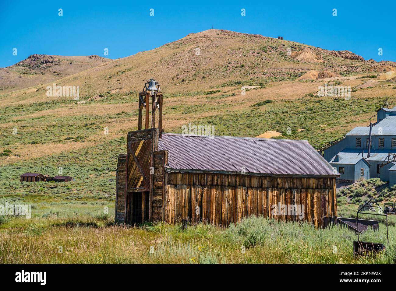 Wooden firehouse in the Bodie ghost town in California. Bodie is a ...