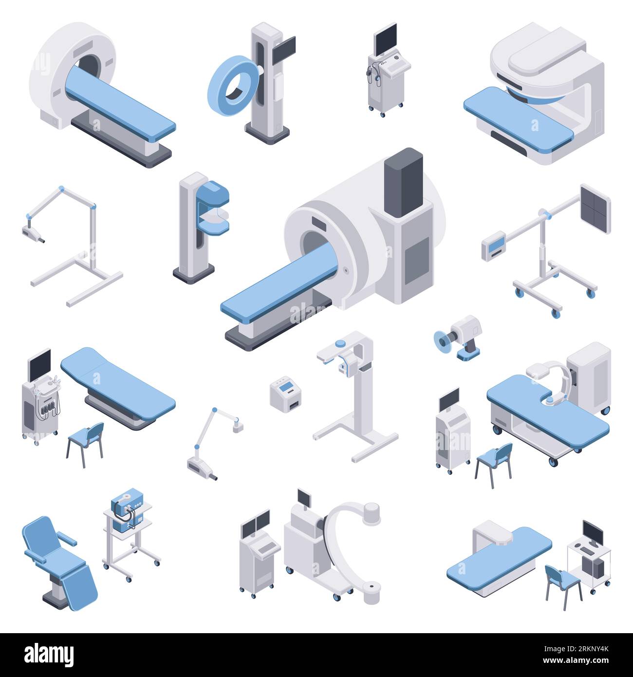 Medical equipment set with healthcare symbols isometric isolated vector ...