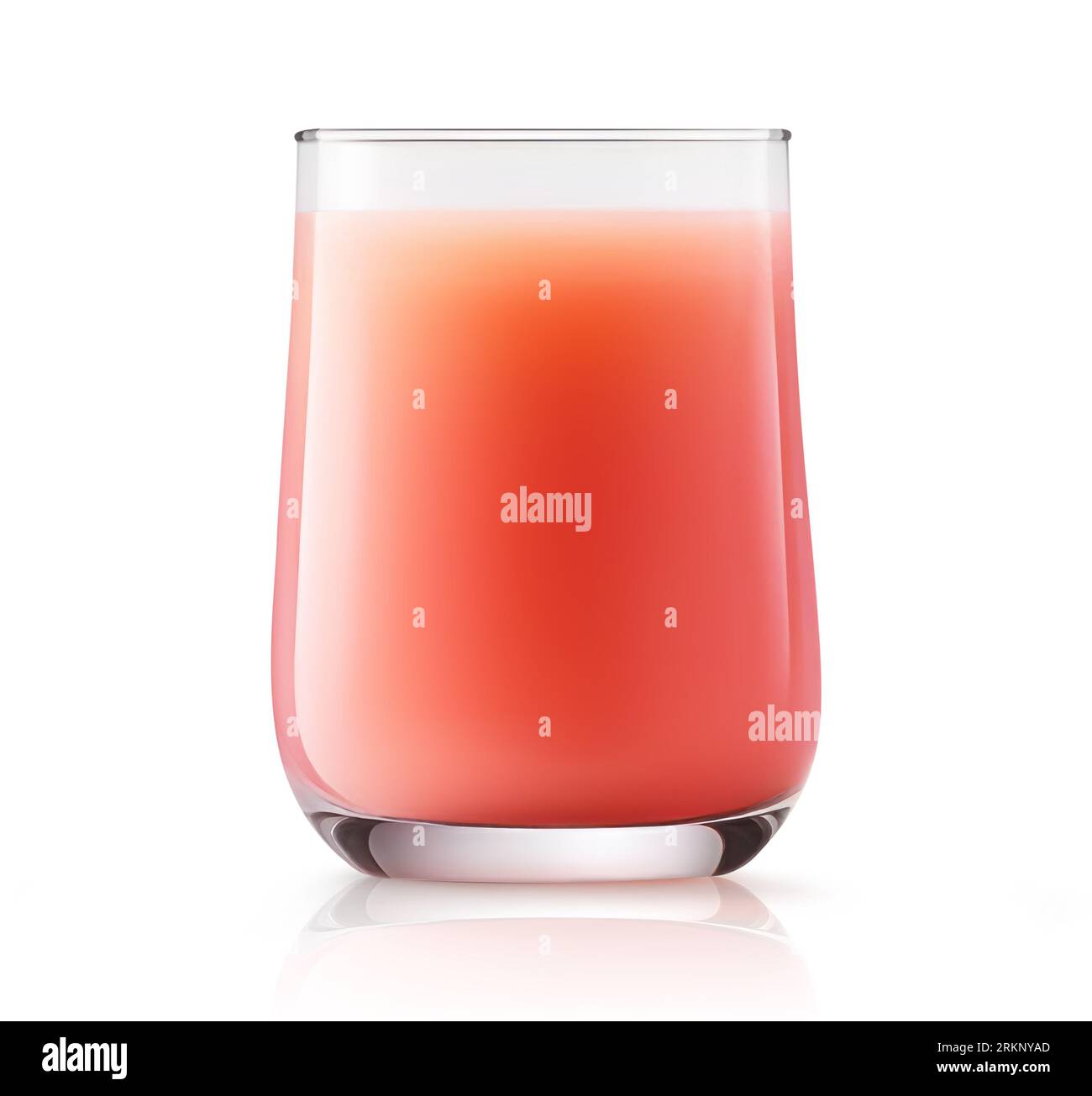 Glass of pink fruit juice or cocktail, isolated on white background ...