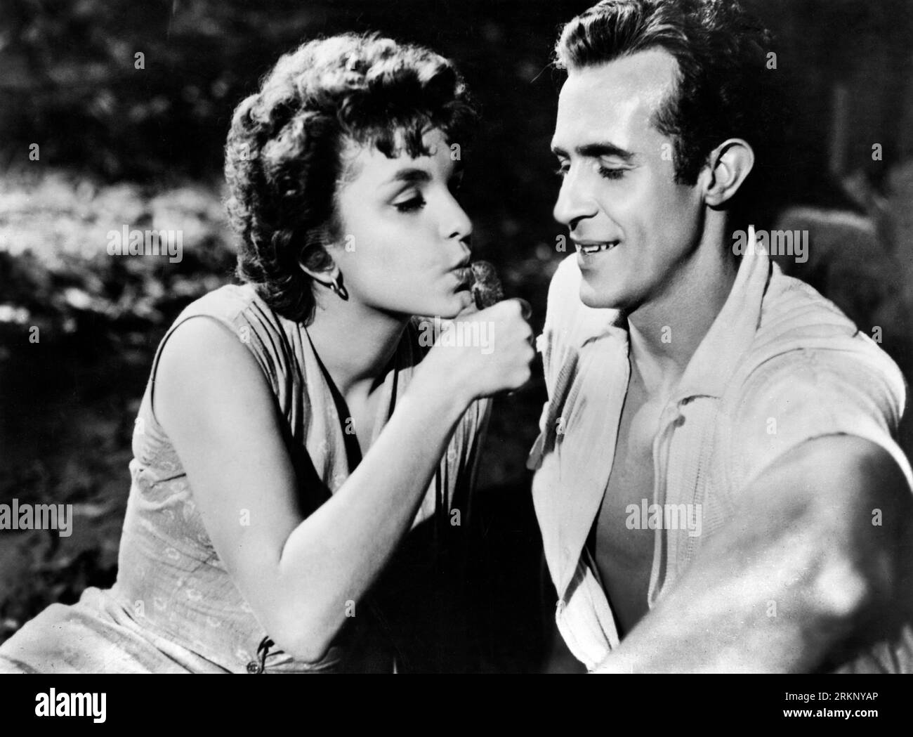 Ariandne Welter, Ricardo Montalban, on-set of the Mexican Film, "Sombra ...