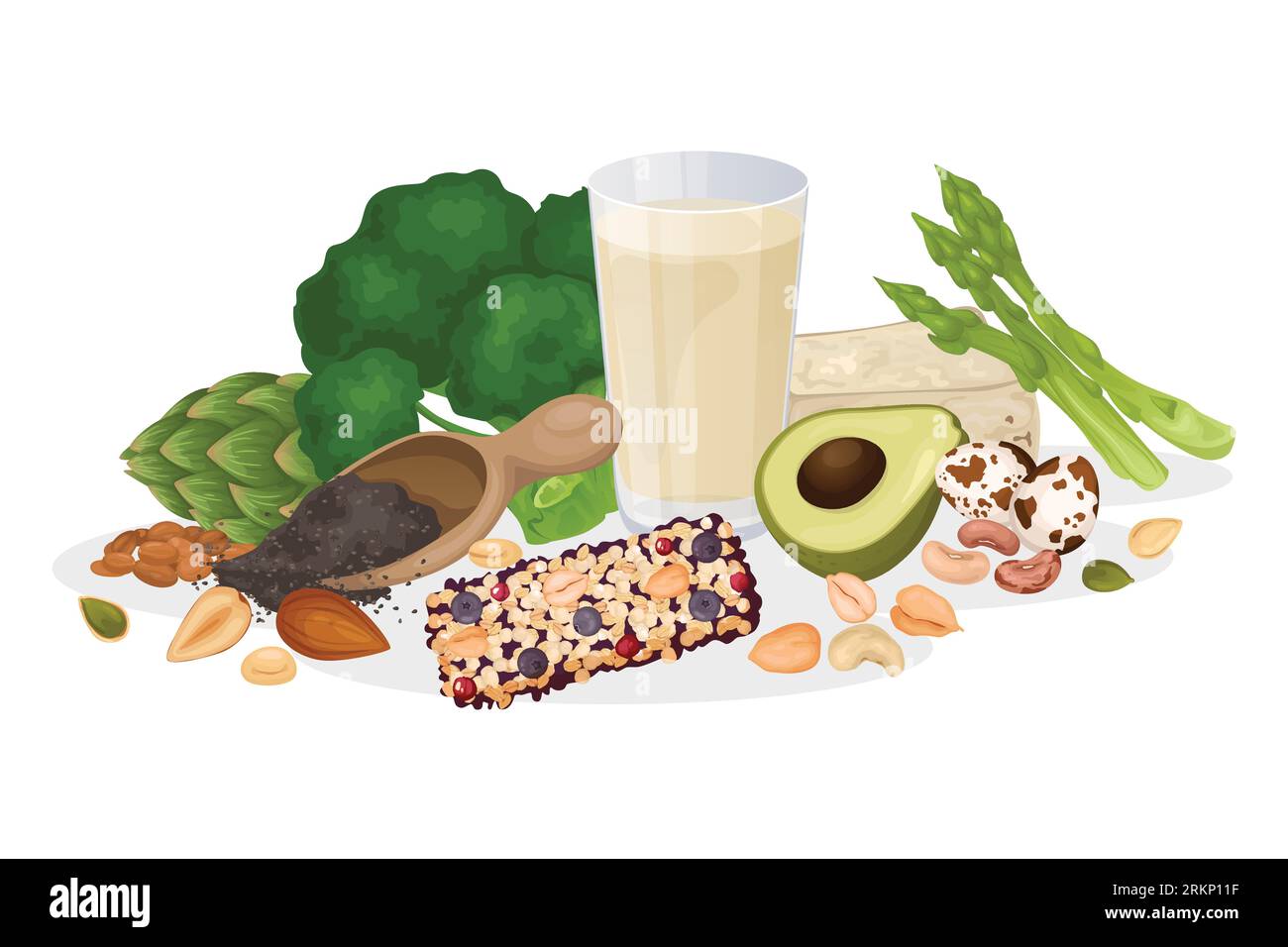 Healthy protein foods composition with isolated view of nuts greens ... Healthy protein foods composition with isolated view of nuts greens ...