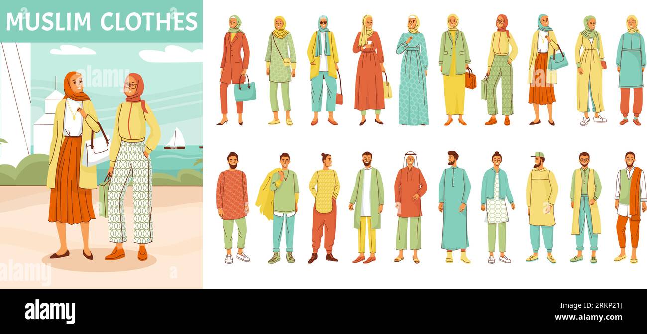 Muslim clothes composition with arab culture symbols flat isolated ...