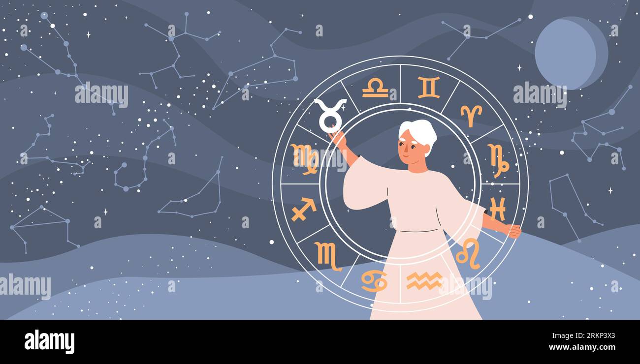 Horoscope composition background with zodiac and astrology symbols flat ...