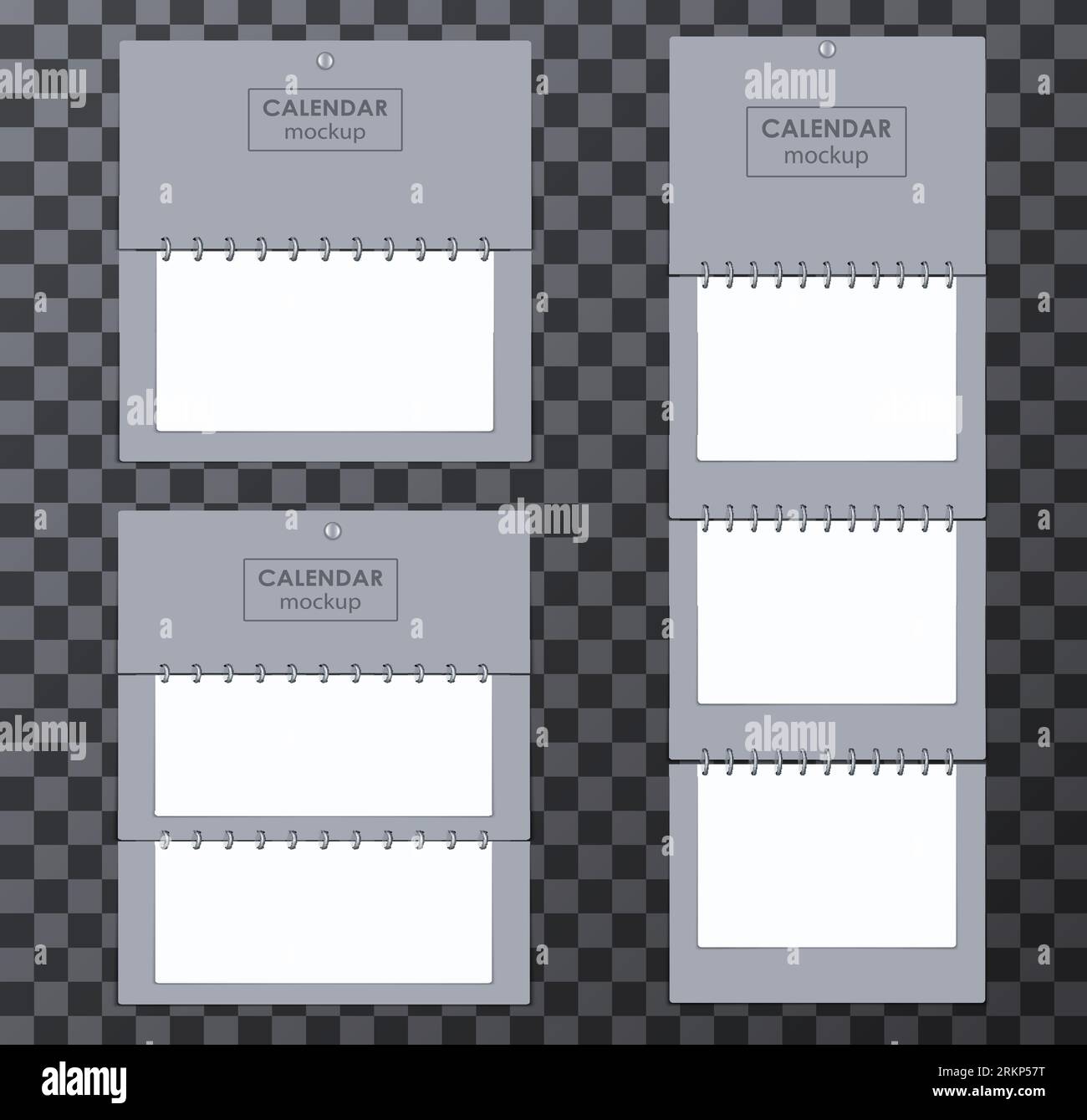 Realistic set of blank spiral binder calendar mockups isolated on ...