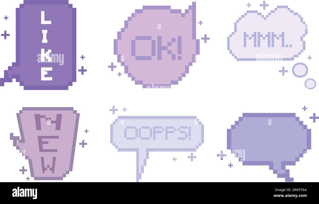 Set of pixelated comic speech bubble chats Vector Stock Vector Image ...