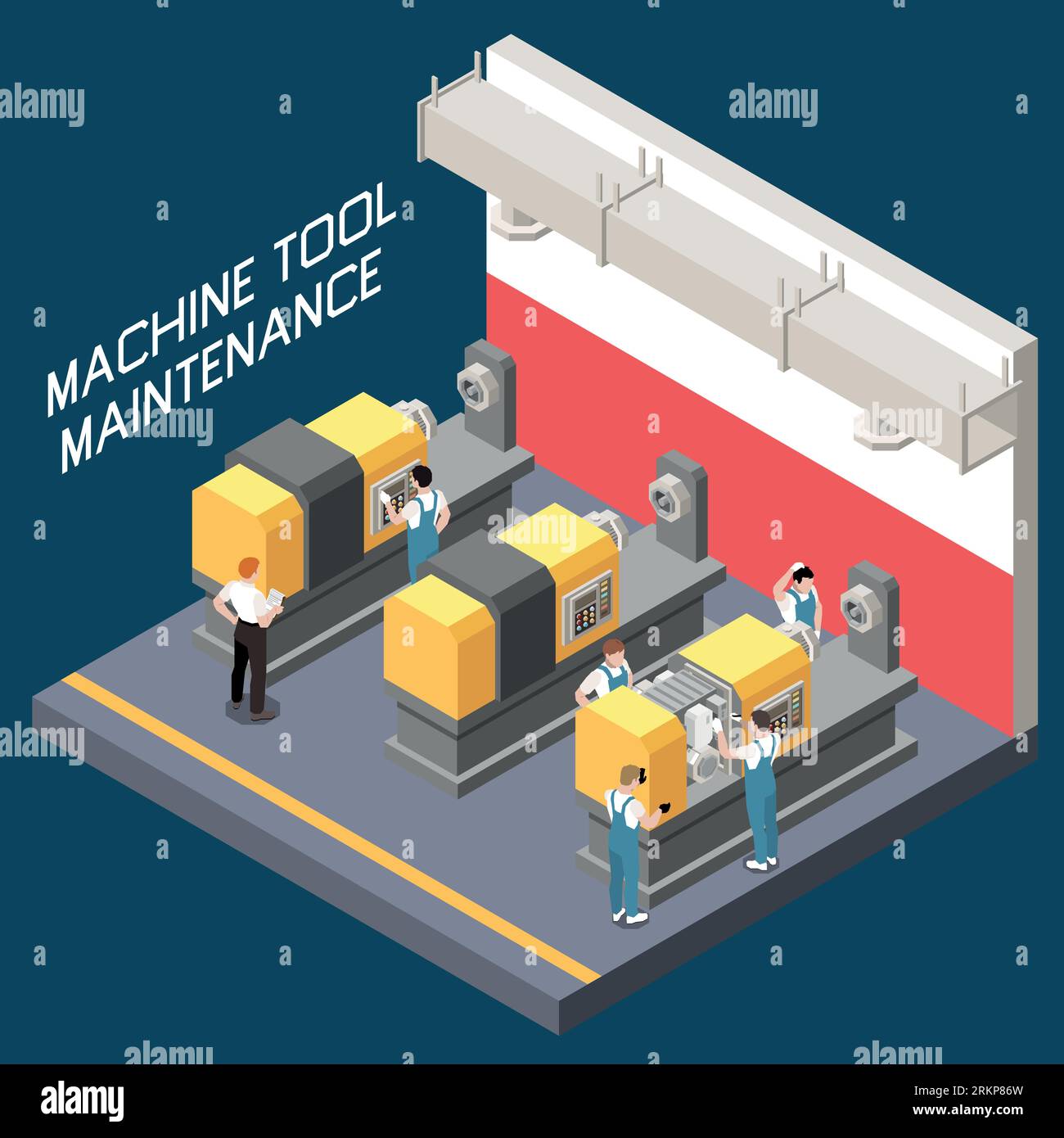 Industrial maintenance engineer technician isometric concept with ...