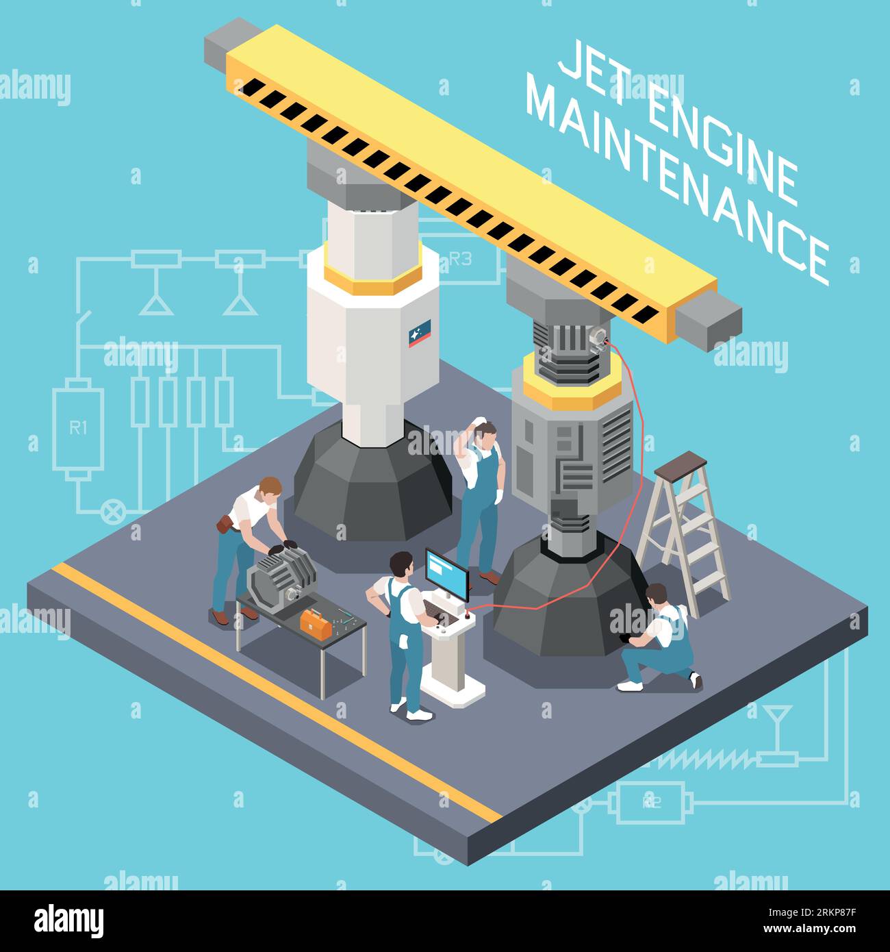 Jet engine maintenance Stock Vector Images - Alamy