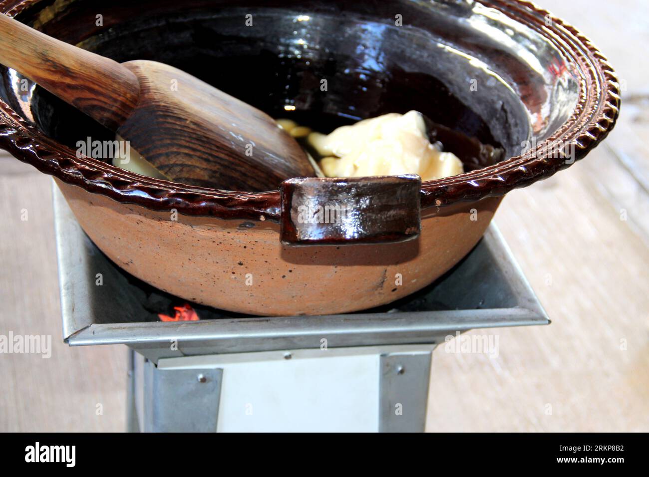 First step in the preparation of the traditional Mexican mole dish in a ...