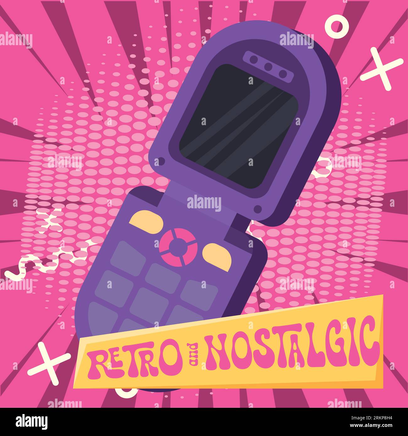 Isolated vintage cellphone Nostalgic retro background Vector Stock ...