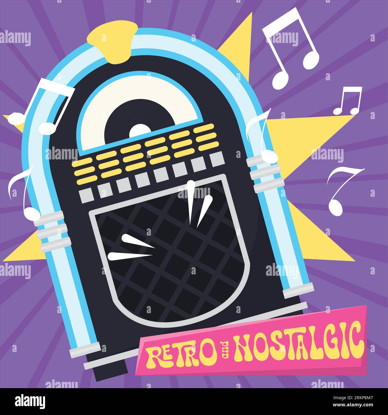 Isolated colored jukebox Nostalgic retro background Vector Stock Vector ...