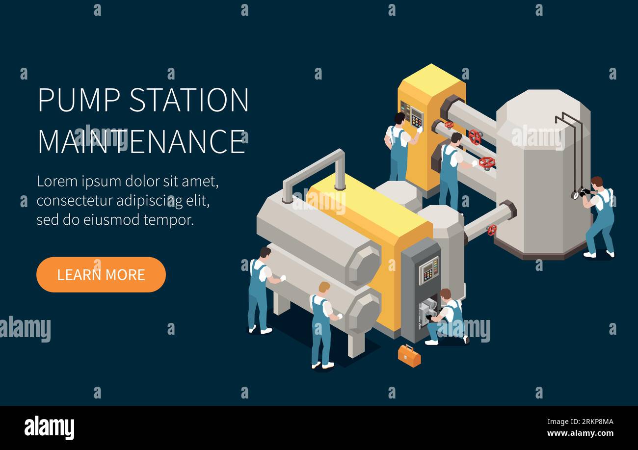 Industrial maintenance engineer technician colored and isometric ...