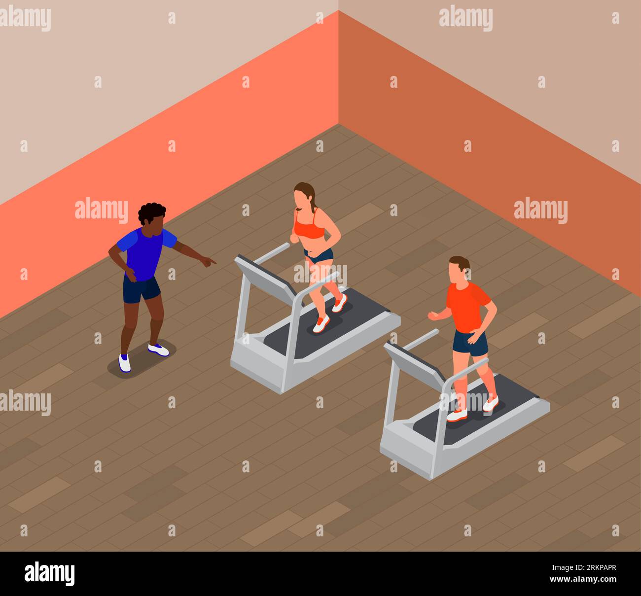 Muscular man running on treadmill Stock Vector Images - Alamy
