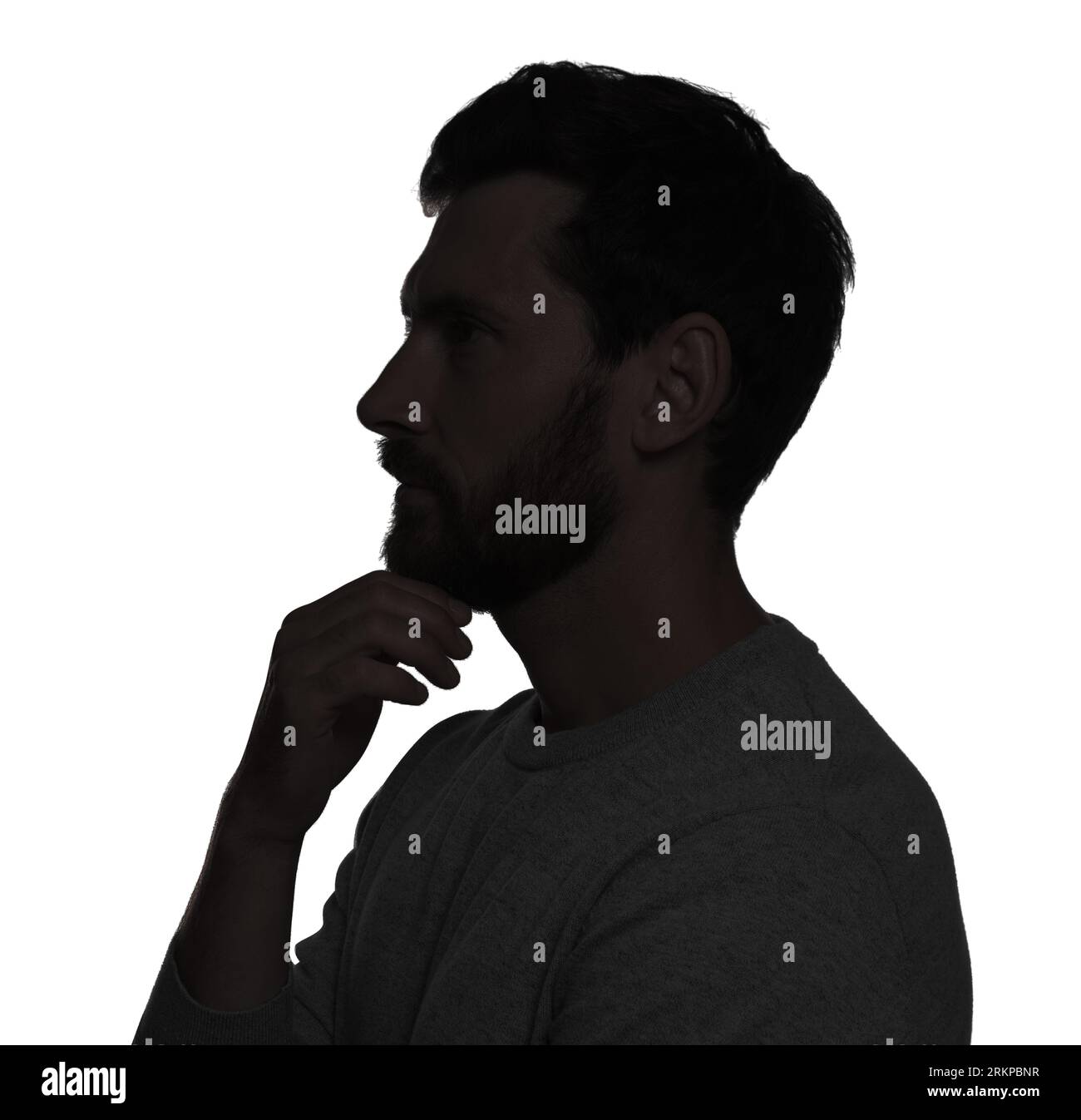 Silhouette of bearded man isolated on white Stock Photo - Alamy