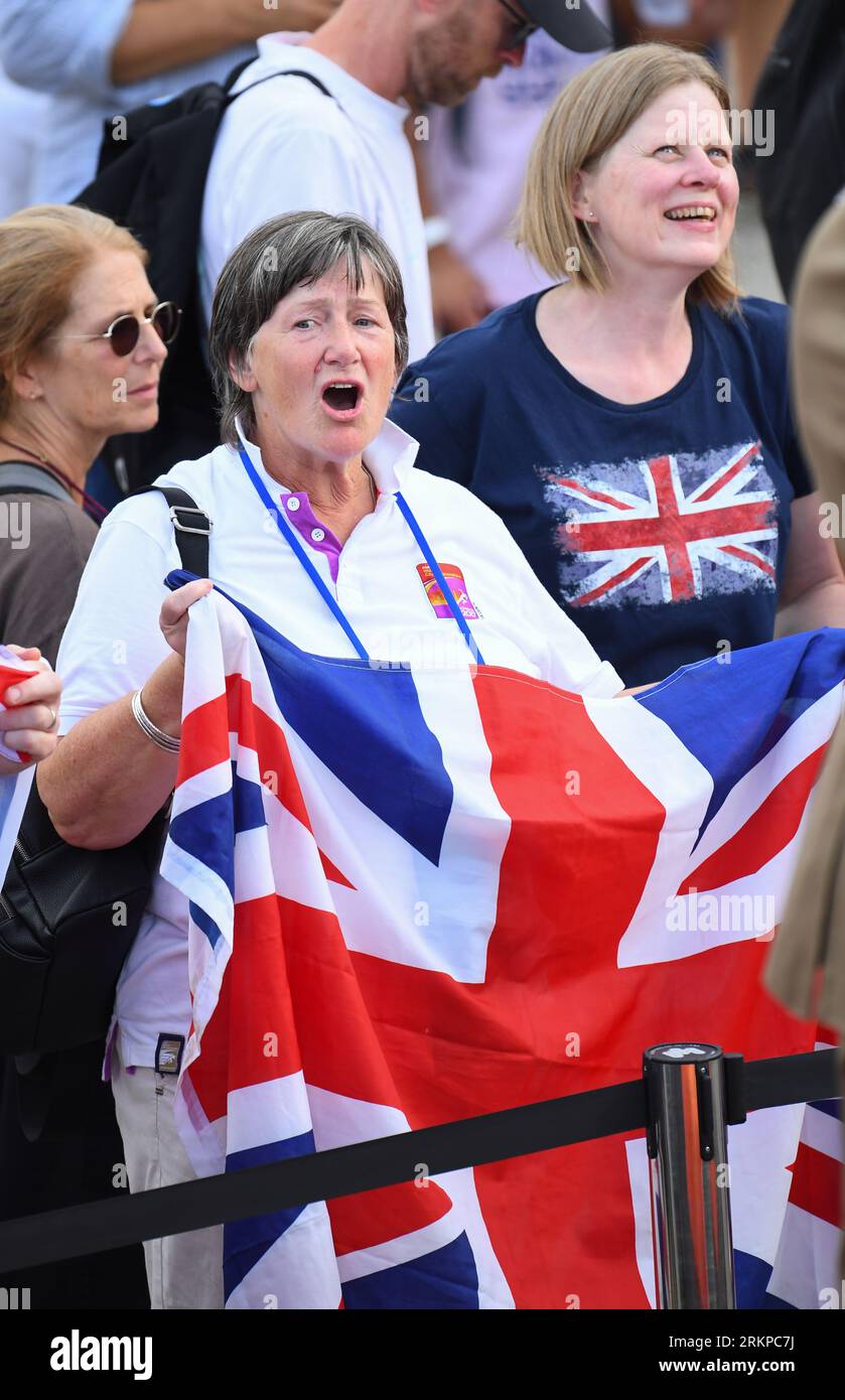 Lady singing the british national anthem during Josh Kerr of GB & NI ...