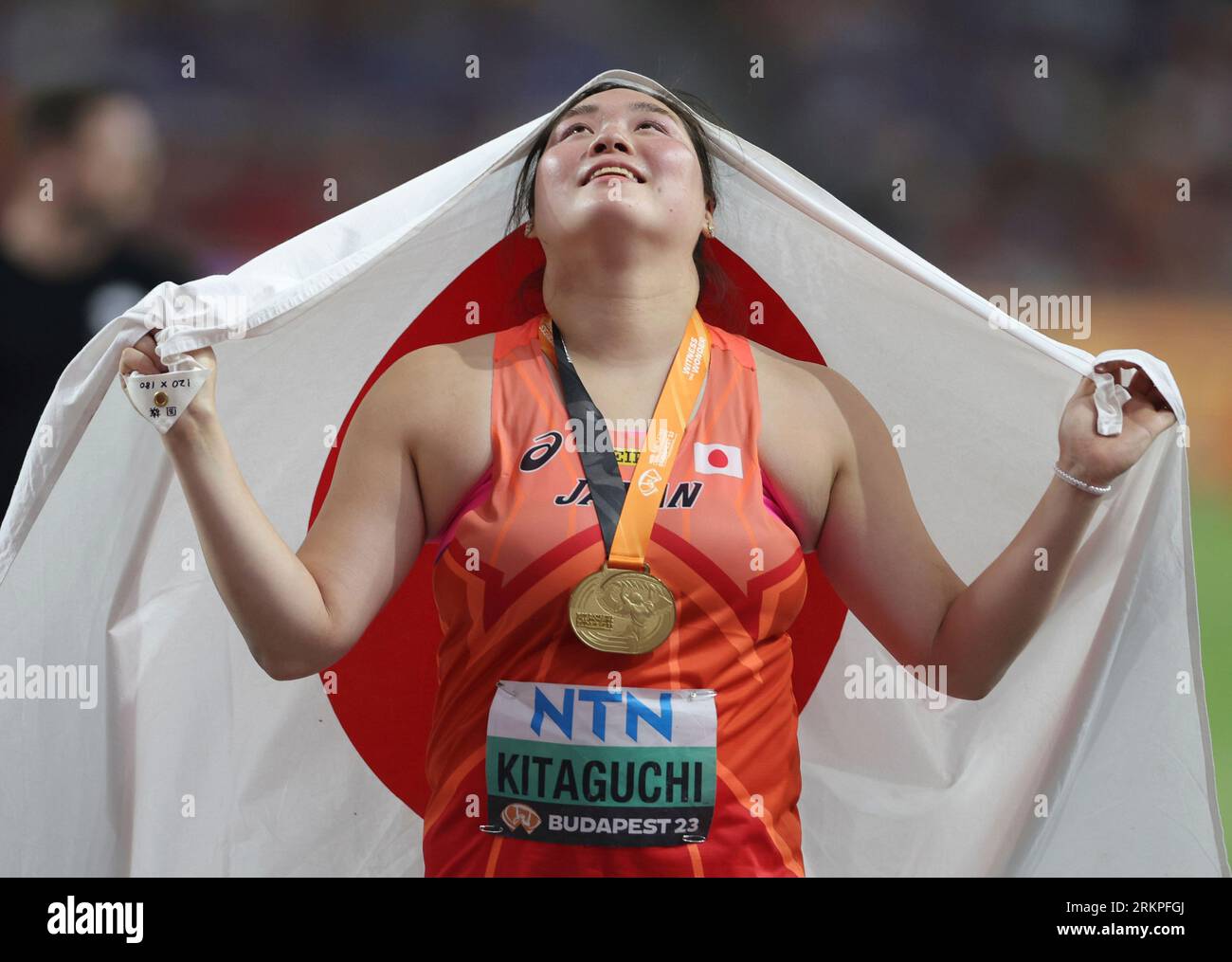 Haruka KITAGUCHI of Japan celebrates after winning the Women's Javelin ...