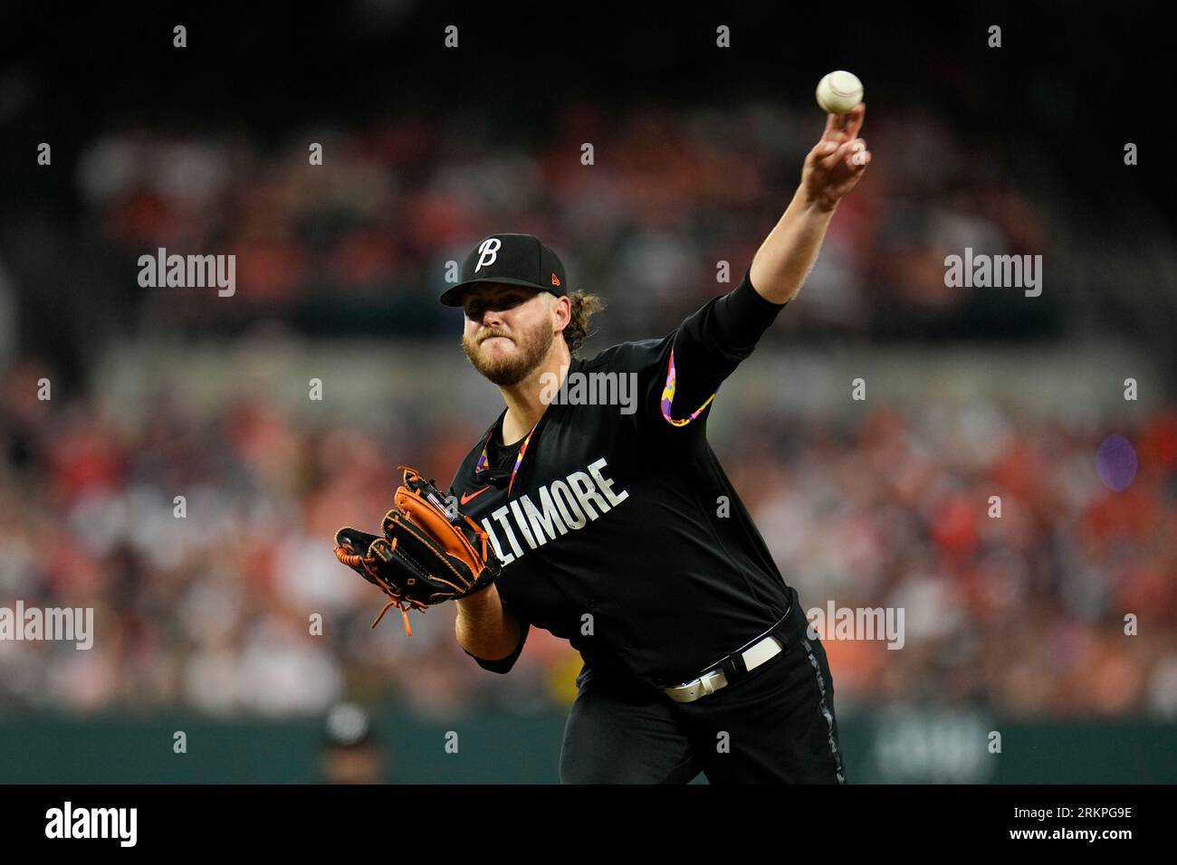 Baltimore Orioles starting pitcher Cole Irvin throws to the Colorado ...