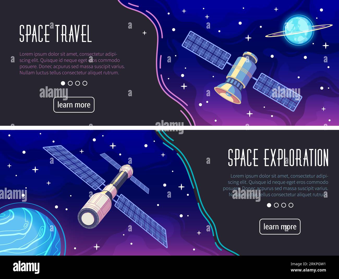 Cosmos exploration and universe space research poster vector cartoon ...
