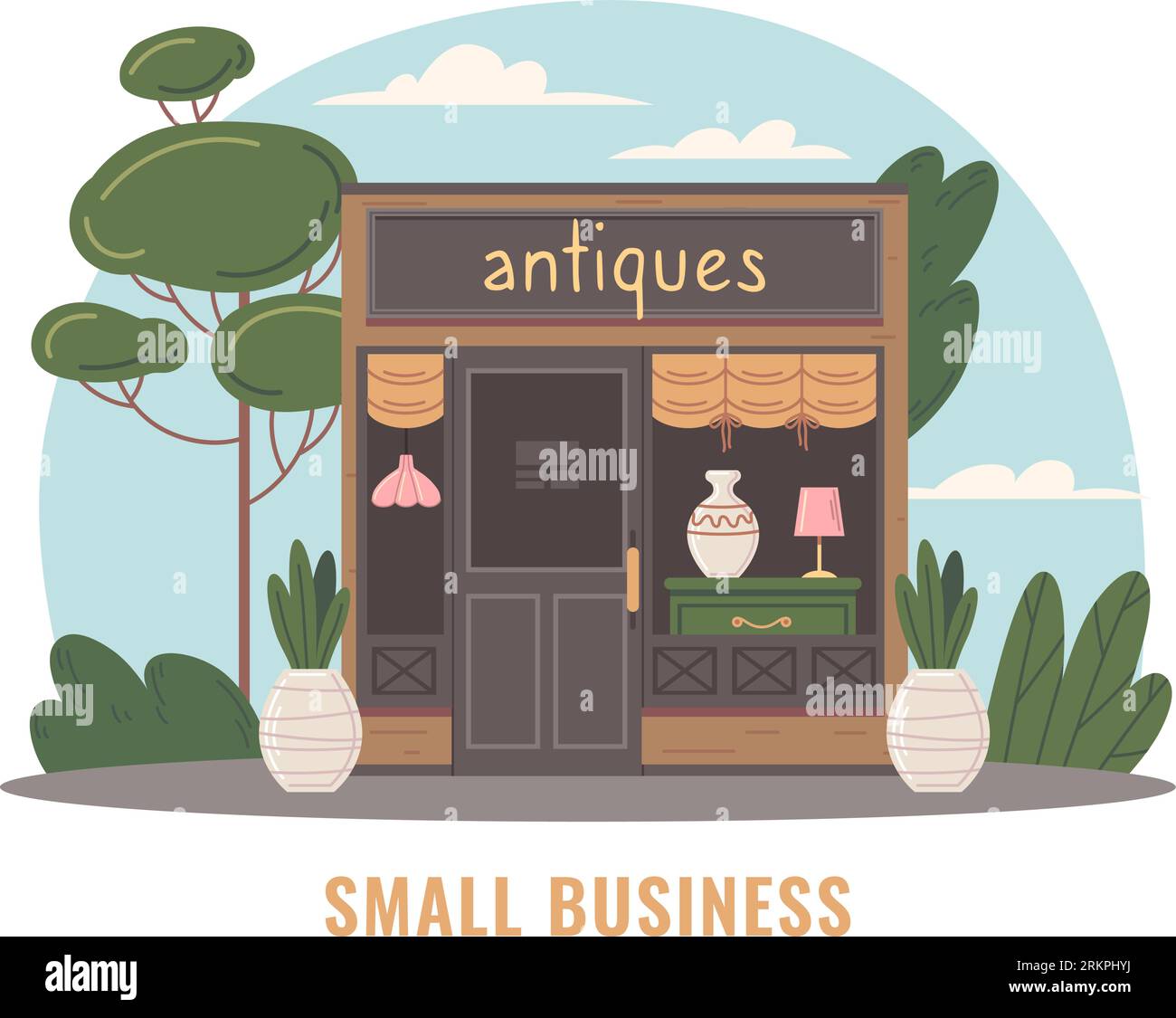 Antiques shop exterior Stock Vector Images - Alamy