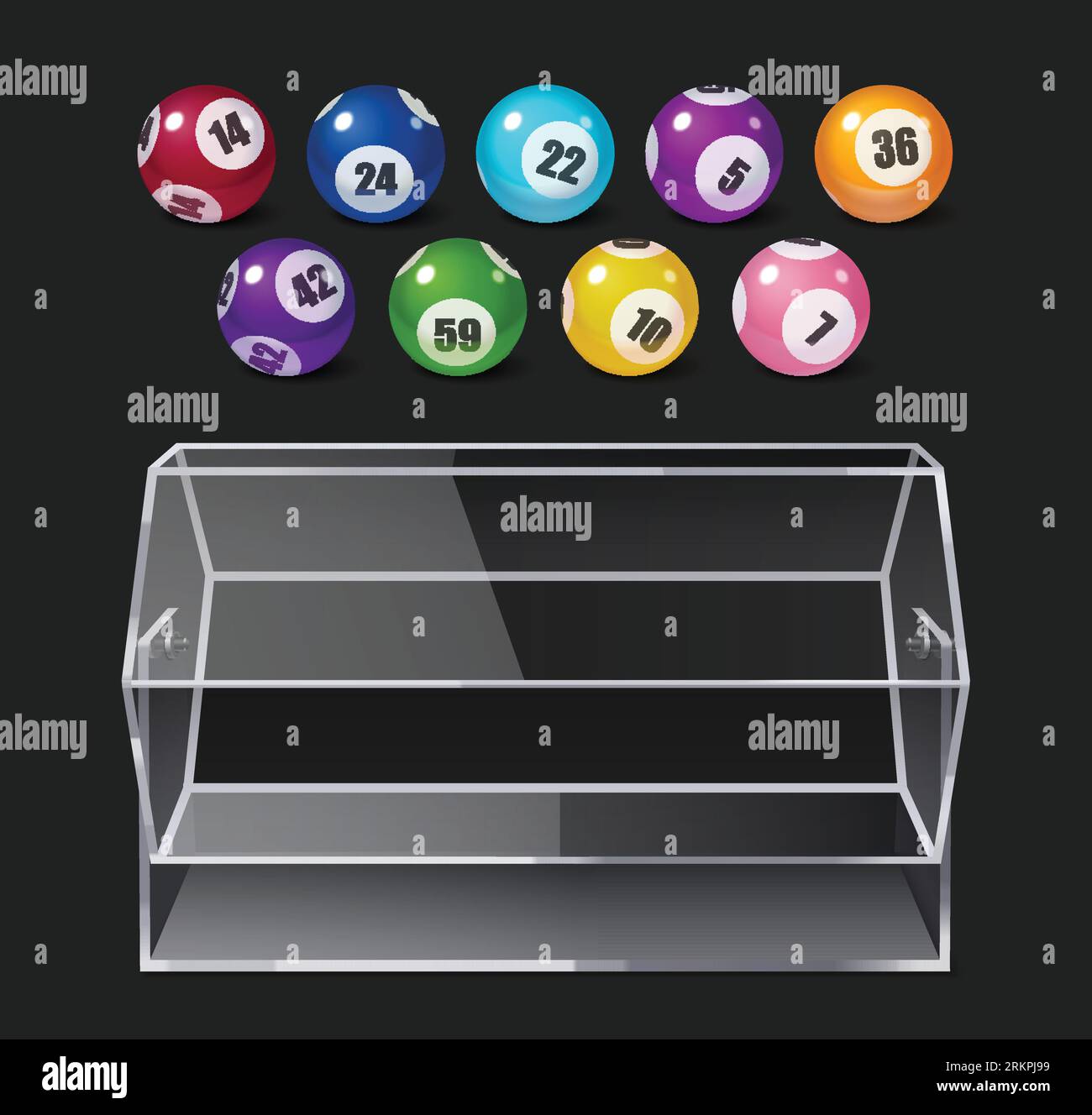 Bingo realistic composition with colorful balls with numbers and ...