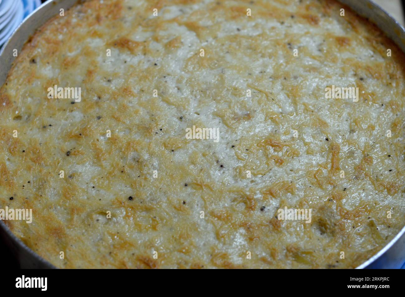 Tray of pasta with bechamel sauce and ground minced meat and ghee ...