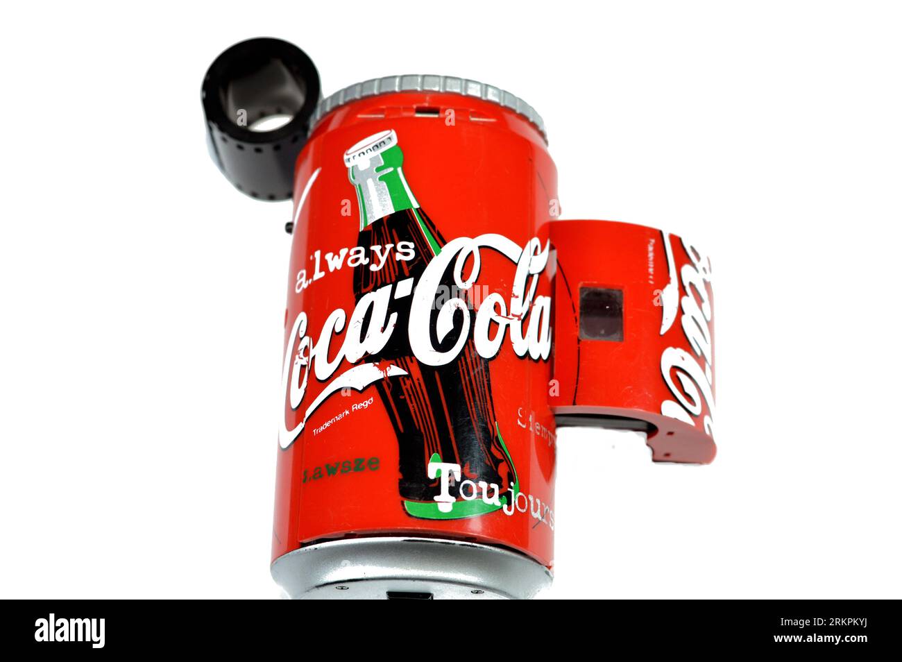 Giza, Egypt, August 19 2023: Coca-Cola reusable film camera, build in ...