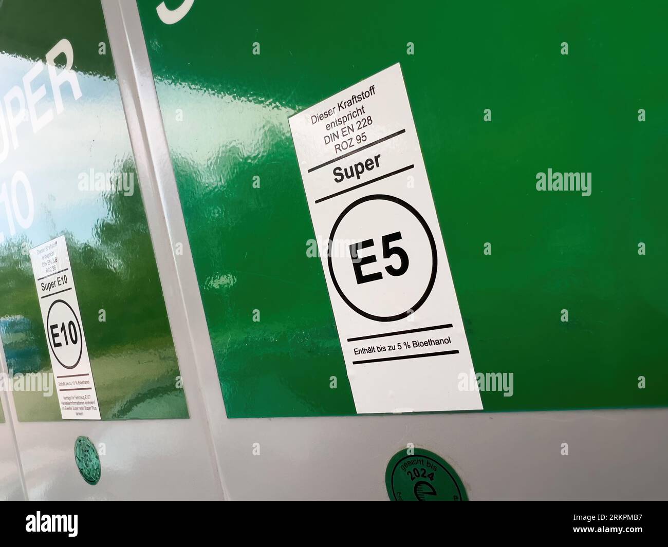 Karlsruhe, Germany - Jul 12, 2023: Close-up of E5 Diesel signage with ...