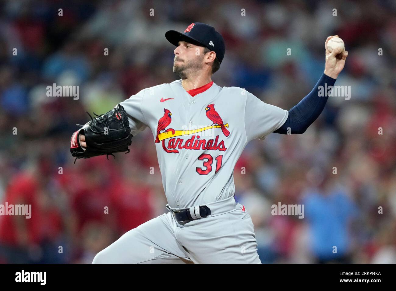 St. Louis Cardinals' Andrew Suarez pitches during the seventh inning of ...