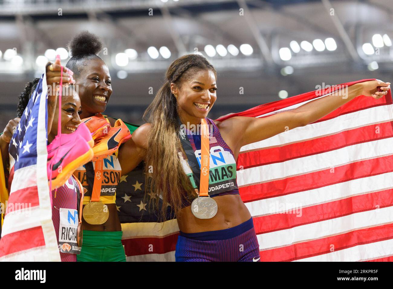 August 25, 2023: Sha Carri Richardson (USA), Gabrielle Thomas (USA) and ...