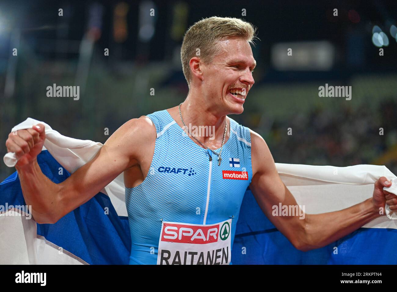 Topi Raitanen (Finland). Gold Medal, 3000m. Steeplechase final ...