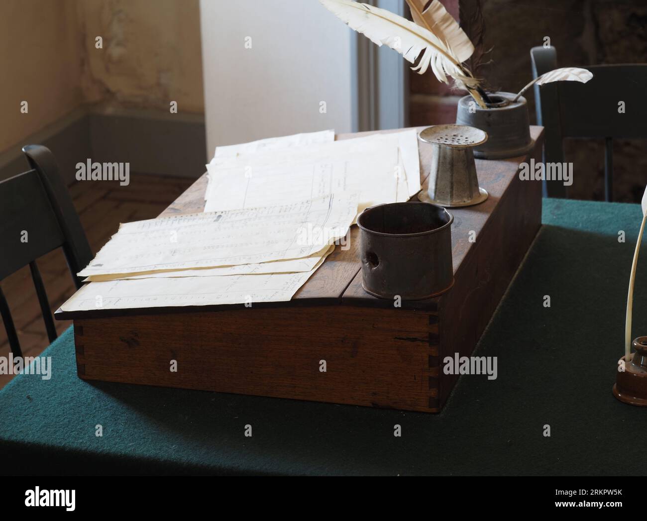 Period writing desk in the Commanding Officer's Quarters at Fort ...