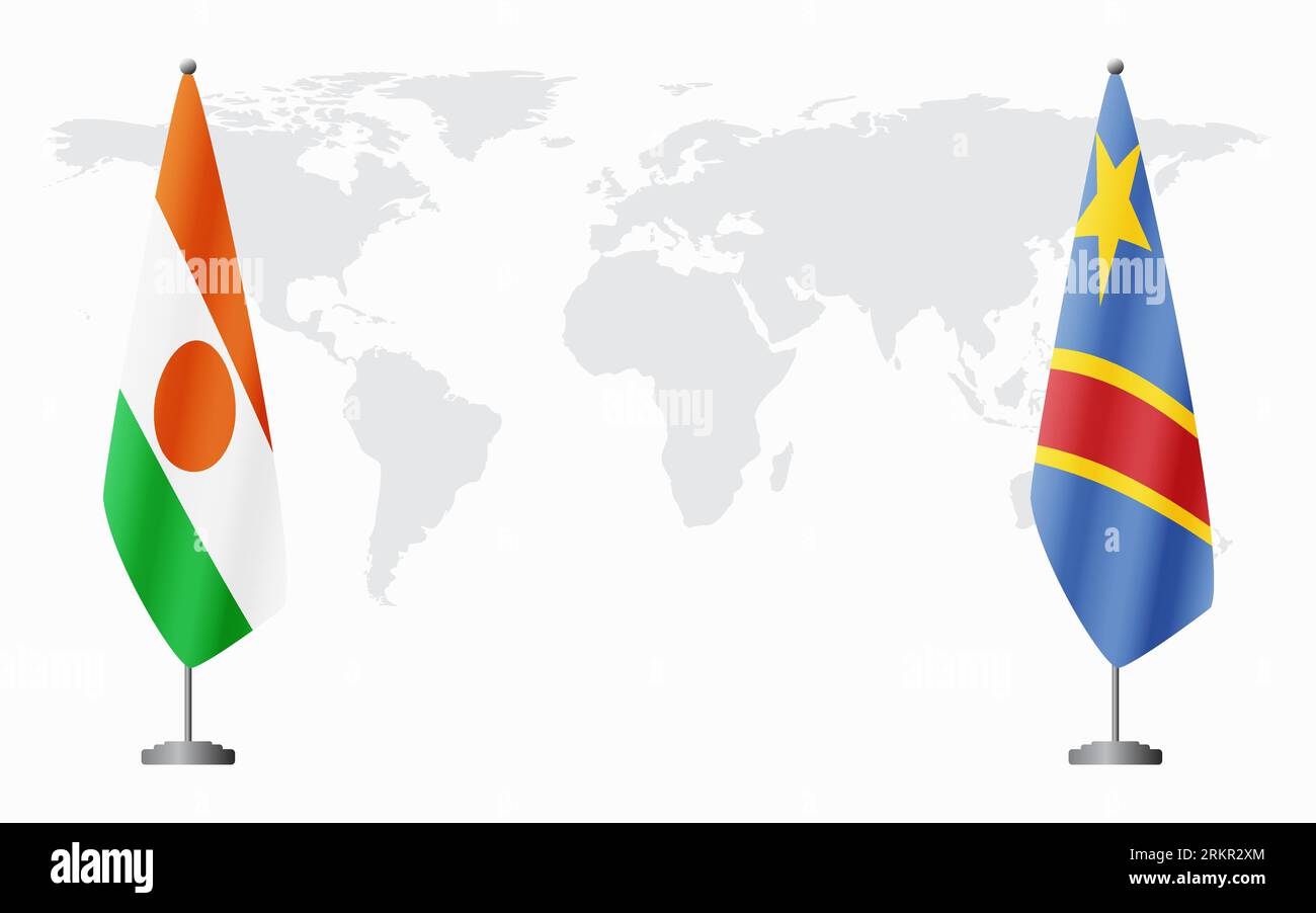 Niger and Democratic Republic of Congo flags for official meeting ...