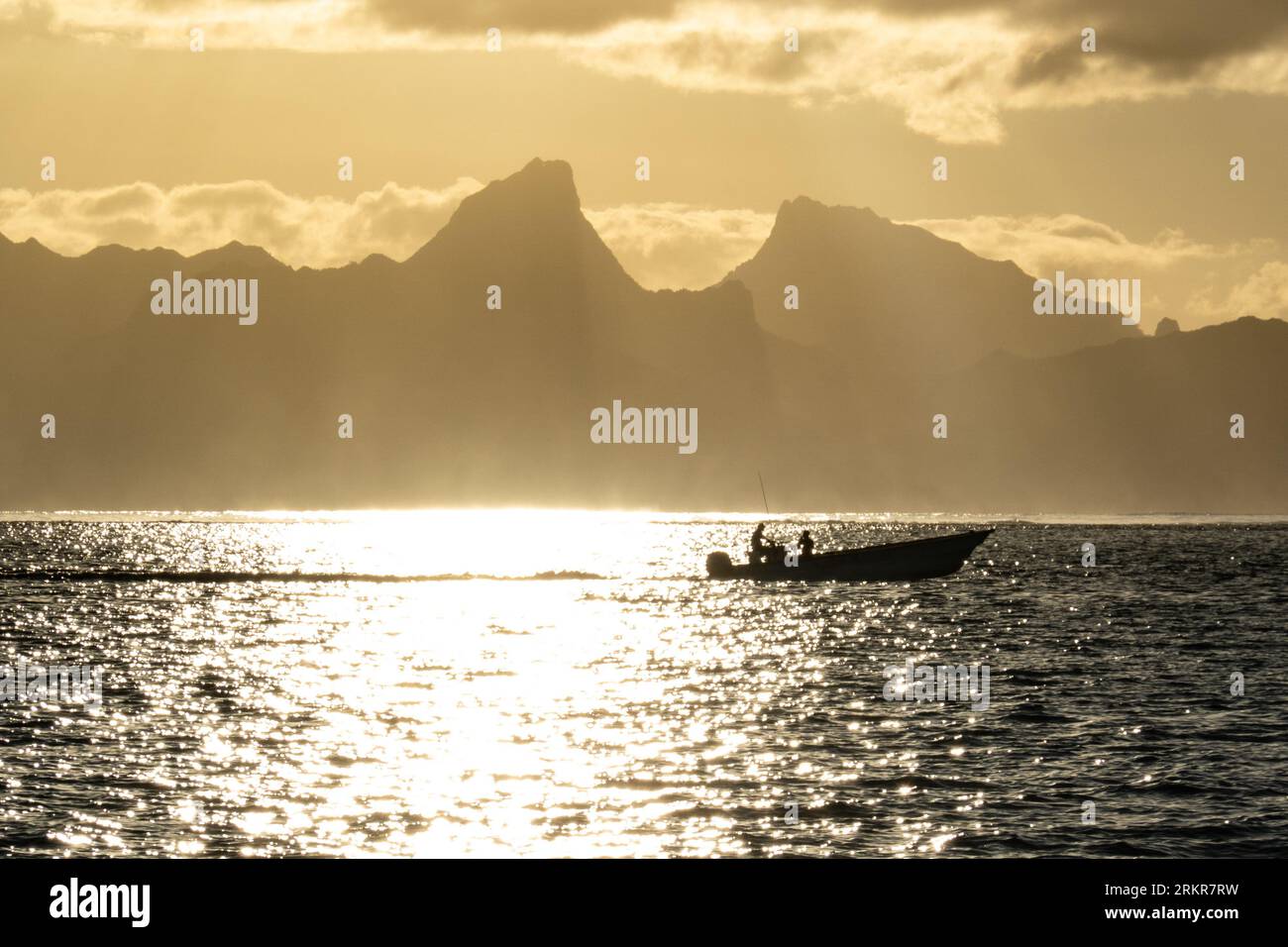 Papeete, Tahiti, French Polynesia. 24th Aug, 2023. A boat moves as the ...