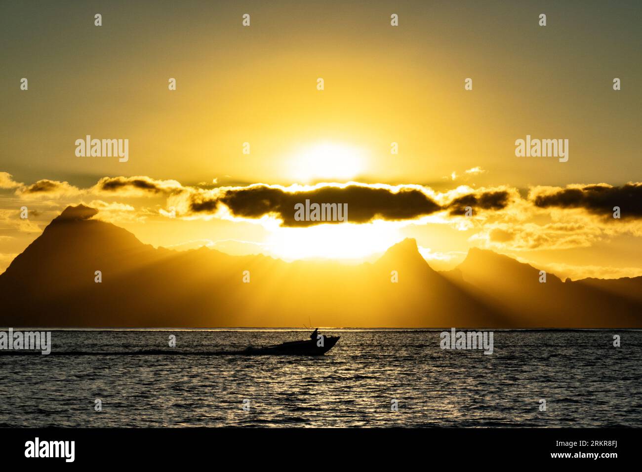 Papeete, Tahiti, French Polynesia. 24th Aug, 2023. The suns sets over ...
