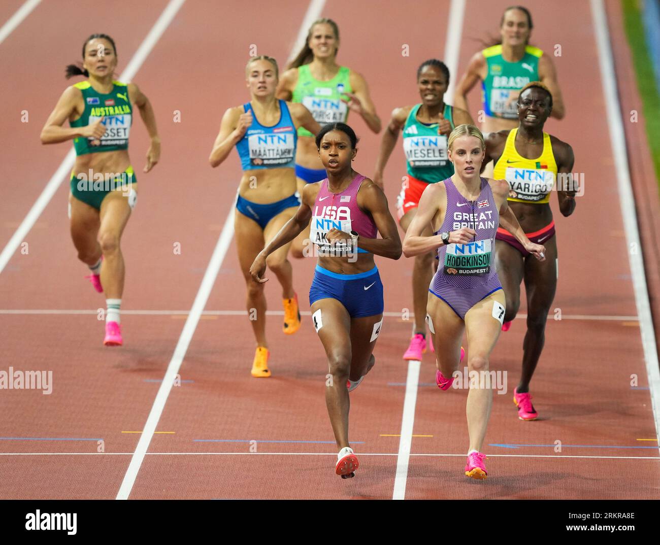 Budapest, Front) of USA compete during the Women's 800m Semi-Final of ...