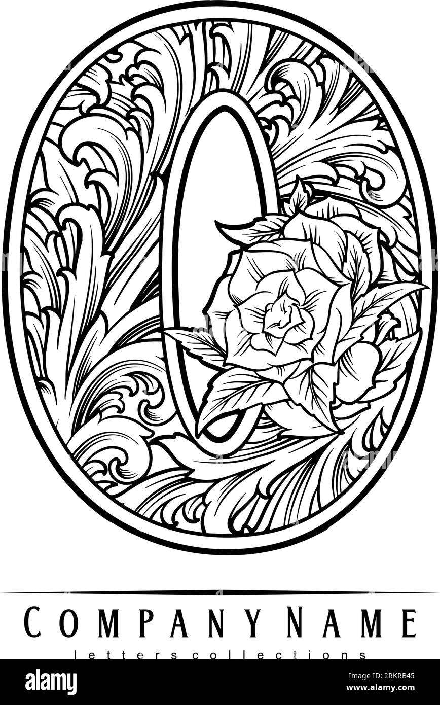 Elegant capital o lettering with intricate ornaments illustrations ...