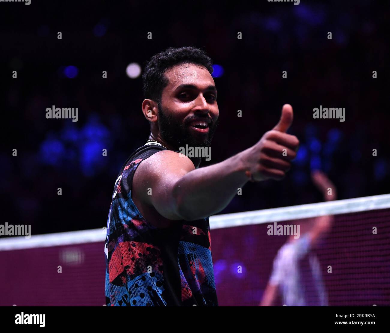 Copenhagen, Denmark. 25th Aug, 2023. Prannoy H.S. of India celebrates ...