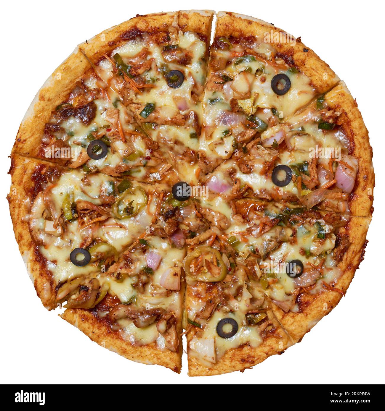 spicy devilled chicken pizza, freshly made pizza mixed with grilled ...