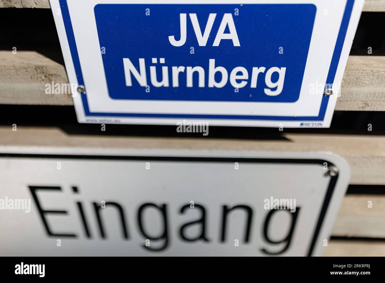 Nuremberg, Germany. 24th Aug, 2023. "Entrance - JVA Nuremberg" is ...