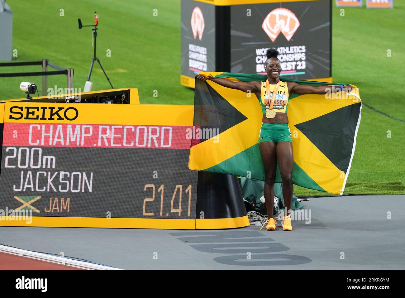 Budapest, Hungary. 25th Aug, 2023. Gold medalist Shericka Jackson of ...