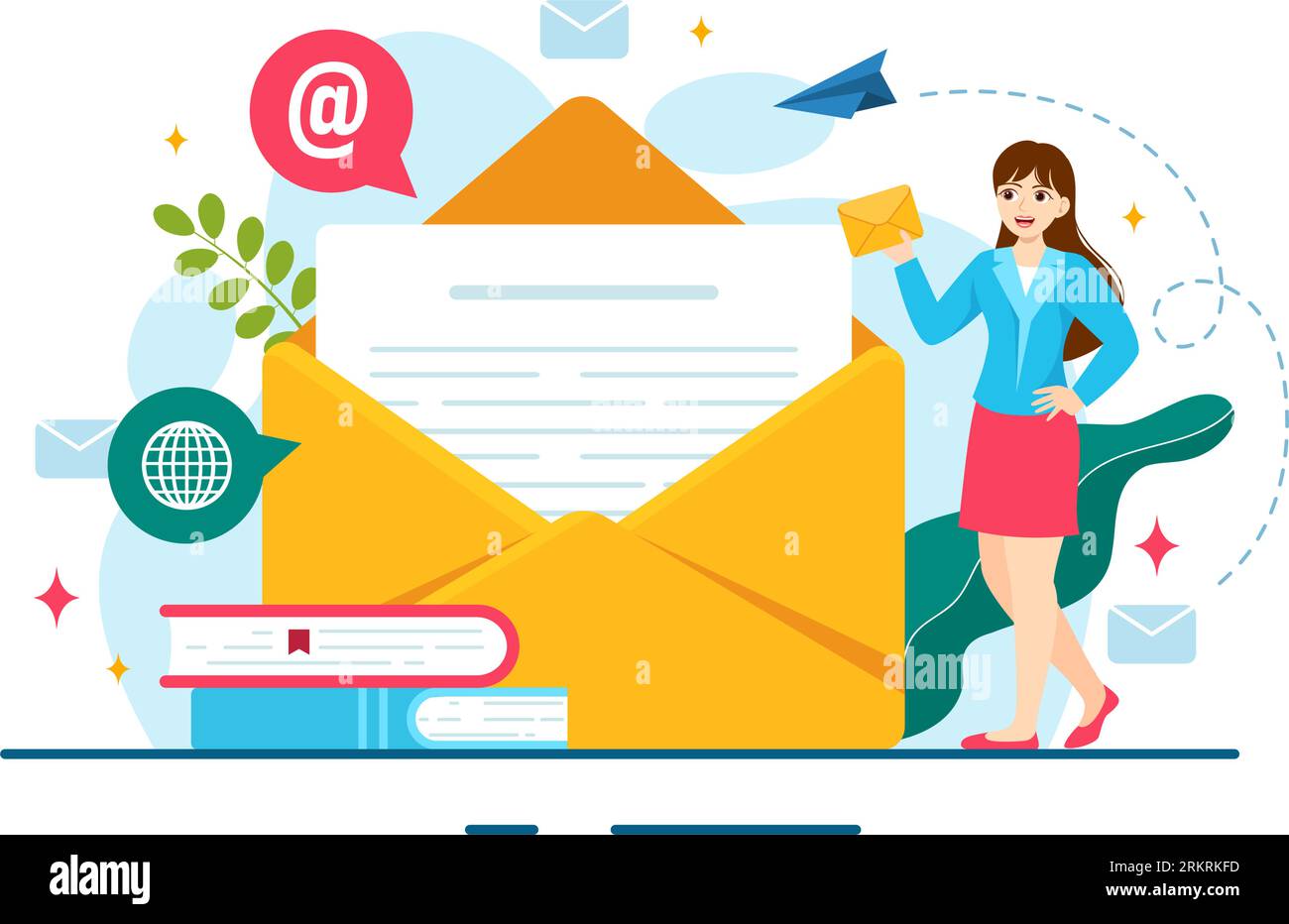 Email Newsletter Vector Illustration with Envelope, Electronic Mail ...