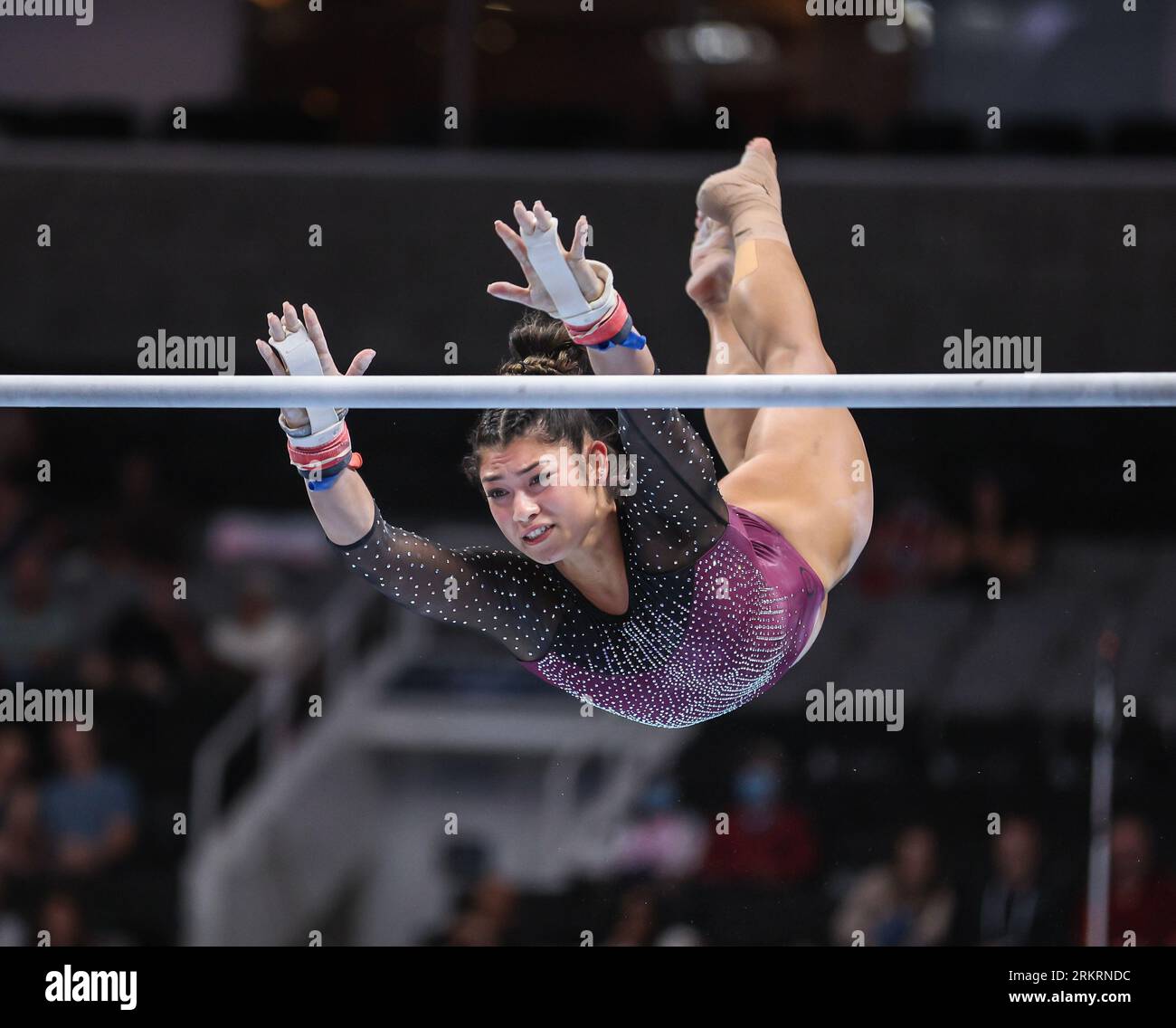 August 25, 2023: Kayla DiCello competes on the uneven bars during Woman ...