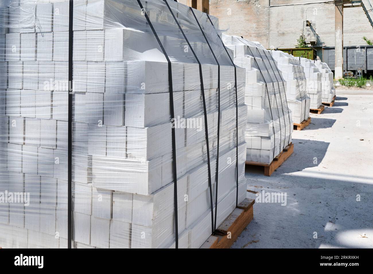 Finished silica bricks prepared for shipping in plant yard Stock Photo ...